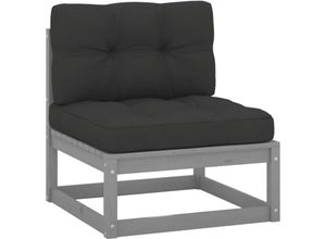 8720286355404 - Bonnevie - Garten-Mittelsofa mit Anthrazit KissenGartensofa Grau Massivholz Kiefer vidaXL