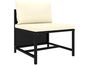 8720286166772 - Bonnevie - Modular-Mittelsofa mit KissenGartensofa Schwarz Poly Rattan vidaXL