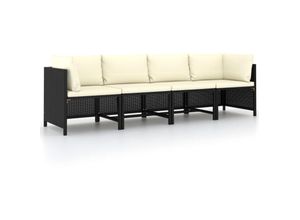 8720286166840 - Bonnevie - 4-Sitzer-GartensofaLounge-Sofa mit Auflagen Schwarz Poly Rattan vidaXL