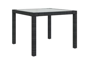 8720286666340 - Bonnevie - GartentischTerrassentisch 90x90x75 cm Gehärtetes Glas Poly Rattan Schwarz vidaXL