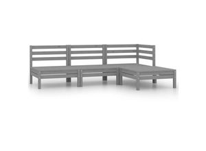 8720286659335 - Bonnevie - 4-tlg Garten-Lounge-SetGartenmöbel-Set Massivholz Kiefer Grau vidaXL