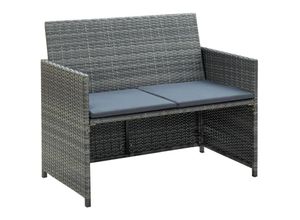 8718475601418 - Bonnevie - 2-Sitzer-GartensofaLounge-Sofa mit Polstern Grau Poly Rattan vidaXL