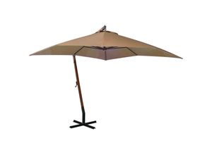 8720286164570 - Bonnevie - AmpelschirmSonnenschirm mit Mast Taupe 3x3 m Massivholz Tanne vidaXL