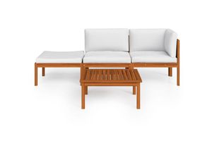 8720286190746 - Bonnevie - 4-tlg Garten-Lounge-SetGartenmöbel-Set mit Kissen Cremeweiß Massivholz Akazie vidaXL