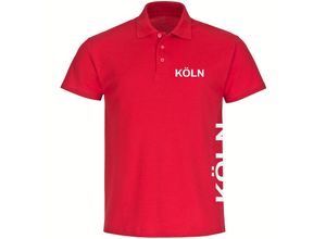 4068859080570 - multifanshop Poloshirt - Köln - Brust & Seite - Druck weiß - Polo