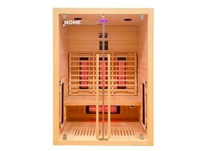 4058166243386 - HOME DELUXE – Infrarotkabine SONORA M – 135 x 105 x 190 cm - für 2 Personen 4 Vollspektrumstrahler Holz Hemlocktanne I Infrarotsauna Sauna