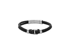 4064092156362 - Armband FOSSIL VINTAGE CASUAL JF04202040 JF04203040 Armbänder Gr Edelstahl-Leder schwarz (edelstahlfarben schwarz) Fossil