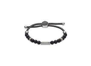 4013496068689 - Armband DIESEL Schmuck Edelstahl Armschmuck Beadarmband Zugarmband Armbänder Gr Edelstahl-Nylon schwarz (edelstahlfarben schwarz) mit Achat