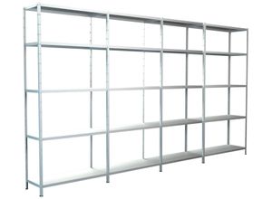 4058255070756 - Steckregal Stecksystem Grund- und 3x Anbauregale Regale Metall weiß 1800x4000x350 mm 20 Böden Gr B H T 400 cm x 200 cm x 35 cm weiß Werkstatt-Regale