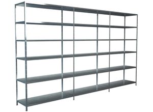 4058255070961 - Steckregal Stecksystem Grund- und 2x Anbauregale Regale Metall verzinkt 2300x3400x350 mm 18 Böden Gr B H T 340 cm x 230 cm x 35 cm silberfarben Werkstatt-Regale