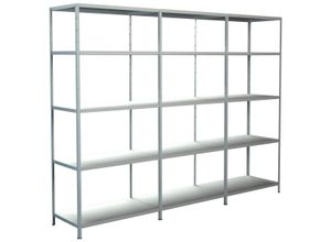 4058255070770 - Steckregal Stecksystem Grund- und 2x Anbauregale Regale Metall weiß 2000x2800x500 mm 15 Böden Gr B H T 280 cm x 200 cm x 50 cm weiß Werkstatt-Regale