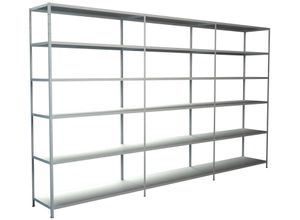 4058255070930 - Steckregal Stecksystem Grund- und 2x Anbauregale Regale Metall weiß 2300x3000x350 mm 18 Böden Gr B H T 300 cm x 230 cm x 35 cm weiß Werkstatt-Regale