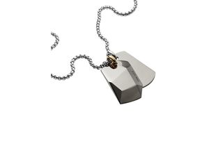 4051432780622 - Kette mit Anhänger DIESEL Schmuck Edelstahl Halsschmuck Erbskette DOUBLE DOGTAGS Halsketten Gr Edelstahl Länge 65 cm grau (edelstahlfarben gunfarben) Damen Ketten mit Anhänger zu Hoodie Shirt Jeans Sneaker Underwear Parfüm - Geschenk