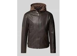 4063495164387 - Regular Fit Lederjacke mit abnehmbarer Kapuze Modell Rylo