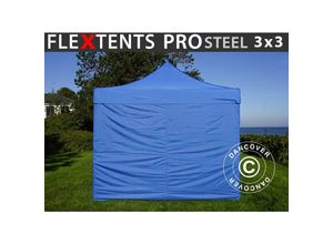 5715233011093 - - Faltzelt Faltpavillon Wasserdicht FleXtents pro Steel 3x3m Blau mit 4 Seitenwänden - Blau