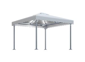 8720286366066 - Bonnevie - Pavillon mit LED-Lichterkette 300x300 cm Cremeweiß Aluminium vidaXL594077