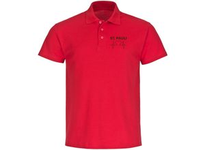 4068859193539 - multifanshop Poloshirt - St Pauli - Herzschlag - Druck braun - Polo