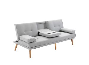 4250871276462 - Schlafsofa als 3-Sitzer hellgrau natur Sofabett Schlafcouch Fernsehcouch Polstermöbel