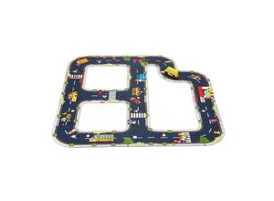 6972633371649 - Tooky Toy Spielzeug Autobahn TH103 21-teilig Straßenpuzzle 1 Auto ab 3 Jahre dunkelgrau