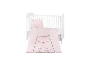 3801101050607 - Kikkaboo Kinderbettwäsche Bär 5-teilig Decke 135 x 95 cm Kissen 45 x 35 cm Laken rosa