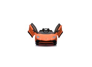 4260259870618 - ES-Toys Kinder Elektroauto Lamborghini Aventador SV EVA-Reifen Kunstledersitz orange