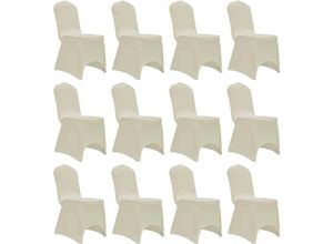 8719883809182 - Stretch-Stuhlhussen 12 Stk Creme vidaXL - Creme