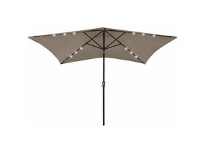 8720286164716 - Bonnevie - SonnenschirmGartenschirm mit LEDs und Stahl-Mast Taupe 2x3 m vidaXL