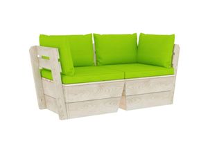 8720286273197 - Bonnevie - Garten-Palettensofa 2-Sitzer mit Kissen Fichtenholz vidaXL415215