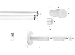 9002777359542 - Gardinenstange GARESA WHITE Gardinenstangen Gr L 340 cm Ø 20 mm 1 St 2 läufig weiß Gardinenstangen nach Maß Vorhanggarnitur Innenlauf verlängerbar Endknopf abgeschrägt