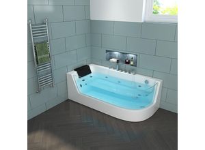 4058166095718 - Whirlpool Badewanne - carica Rechts weiß mit Heizung und Massage - Maße 170 x 80 x 59 cm i Eckwanne Indoor Badewanne - Home Deluxe