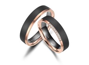 4069415279278 - Trauring MARRYA BLACK TITANIUM by MARRYA Fingerringe Gr 48 Titan rosegold (herren ring schwarz rosé gold) Damen