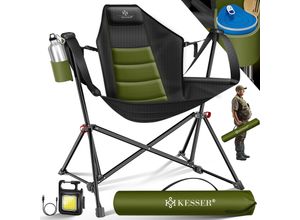 4255598332842 - KESSER® Campingstuhl faltbar bis 160 kg Angelstuhl Faltstuhl Klappstuhl Gepolstert mit Armlehnen Campinglicht und Getränkehalter + Tasche mit hoher Rückenlehne Strandstuhl mit Wippfunktion