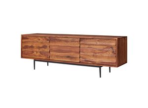 4250950287228 - HiFi Lowboard FB51426 Sheesham Massivholz Landhaus tv Kommode 147x50x38cm Fernsehschrank Unterschrank mit 3 Türen Fernsehtisch Ablagefach