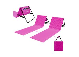 4099799000632 - 24MOVE® Strandmatte 2er Set klappbar mit Rückenlehne Strandliege mit Gurt tragbar für Strand und Garten Liegematte rosa