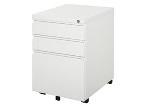 4251774985710 - Rollcontainer mit Schubladen und Ablagefläche weiß 39 x 48 x 60 cm (BxTxH) Aufbewahrungsregal Büromöbel Aktenregal Büroschrank