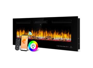 4260751948402 - KESSER® Elektrokamin Wandkamin Elektrischer Kamin mit Heizung 9 Farbmodi LED flammeneffekt 900 1800 W Kaminofen Wand und einbaukamin Wandmontage Heizung App-Funktion Fernbedienung Touchscreen