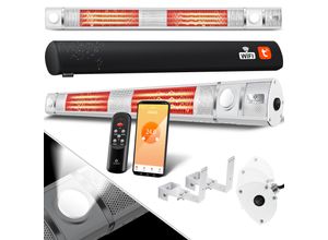 4260751948488 - KESSER® Infrarot Heizstrahler 3000W IR-Gastro-Bar Inkl LED Licht Terrassenstrahler Mit WiFi & Fernbedienung inkl Schutzhülle Infrarotstrahler Quarzstrahler Terrassenheizer Wand-Heizstrahler