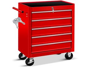 4260486781039 - Werkstattwagen Rollwagen Werkzeugwagen Werkzeugkiste Fächer Toolbox Werkzeug box 5 Fächer Rot - Masko