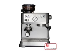 7611210980360 - Grind & Infuse Perfetta 1019 Kolbenmaschine - Espressomaschine mit antistatischer Kaffeemühle - Silber