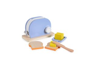 3800146223106 - Spielzeug Toaster 4341 Set Holz Drehknopf Butter Messer Toastscheiben hellblau