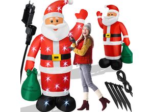 4260598879273 - KESSER® Aufblasbarer Weihnachtsmann XXL LED beleuchtet inkl Befestigungsmaterial Weihnachtsdekoration Weihnachtsdeko Figur  geräuscharmes Gebläse Nikolaus Santa witterungsbeständig IP44