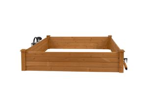 4065827150525 - needs&wants® Große Hochbeet-Umrandung aus Holz für Garten Terrasse Pflanzbeet Bausatz XL quadratisch Blumenbeet Kräuterbeet Beetumrandung niedrig deko 120 x 120 x 265 cm dunkel-braun