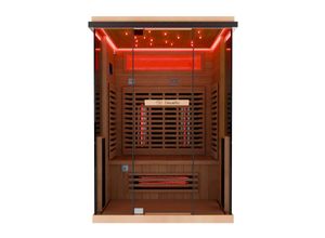 4251575103573 - Dewello® Infrarotkabine Infrarotsauna KENORA 130x105 für 1-2 Personen aus Hemlockholz Dual Therm mit Salzsteinoptik