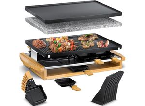 4260692715316 - KESSER® Raclette-Grill mit Naturgrillstein Grillplatte Tischgrill für 8 Personen Elektrogrill Raclette Grill antihaftbeschichteter Grillplatte 8 Pfannen und Holzspatel 1200W