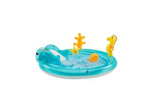 4008332777566 - Happy People 77756 - Playcenter - Ocean mit Rutsche und Seepferdchen-Sprinkler (150x18cm) Planschbecken Pool