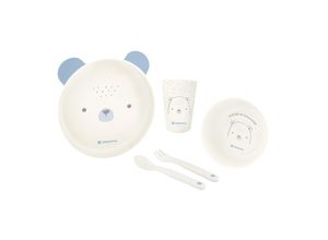 3801302041367 - Kikkaboo Kindergeschirr Set Bear with me 5-teilig Tiermotiv Schale Besteck blau