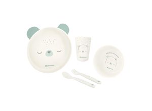3801302041350 - Kikkaboo Kindergeschirr Set Bear with me 5-teilig Tiermotiv Schale Besteck grün