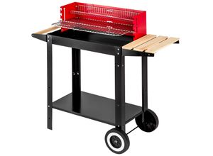 4260490484827 - tectake® Grillwagen mit 2 Rädern großer Rost und Warmhaltekorb 86 x 34 x 80 cm