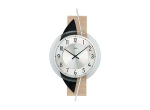 4037445154254 - Wanduhr AMS W9551 schieferfarben silberfarben sonomafarben Wanduhren B H L 6cm x 42cm x 23cm QuarzuhrHolzWohnzimmerEsszimmerKücheMade in GermanyBüroFlur