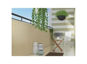 4059865086465 - Polyrattan PVC Sichtschutzmatte 300x90 Balkon Zaun Sichtschutz Windschutz beige